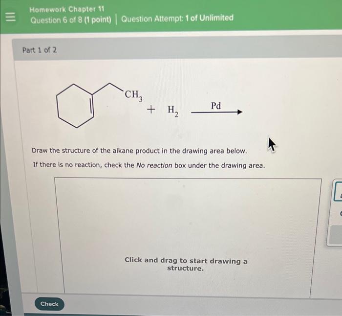 Solved Draw the structure of the alkane product in the | Chegg.com