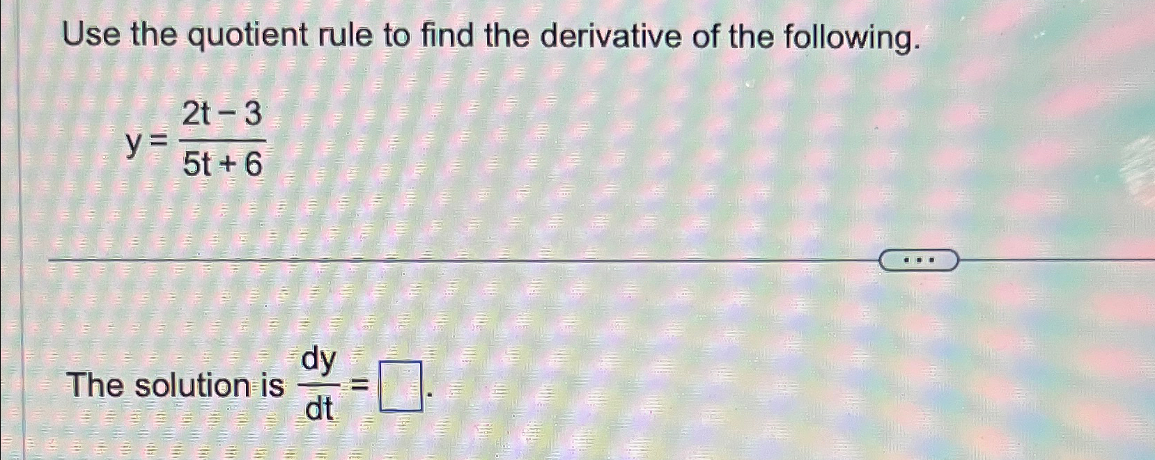 Solved Use the quotient rule to find the derivative of the | Chegg.com