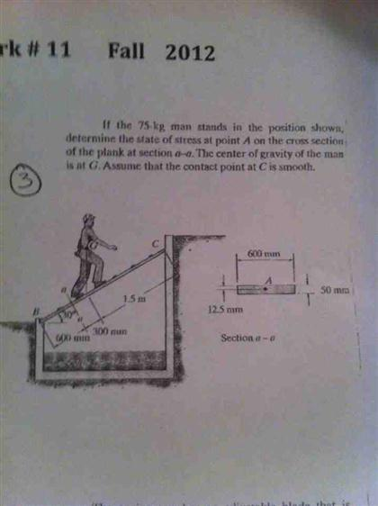 Solved If the 75 kg man stands in the position shown, | Chegg.com