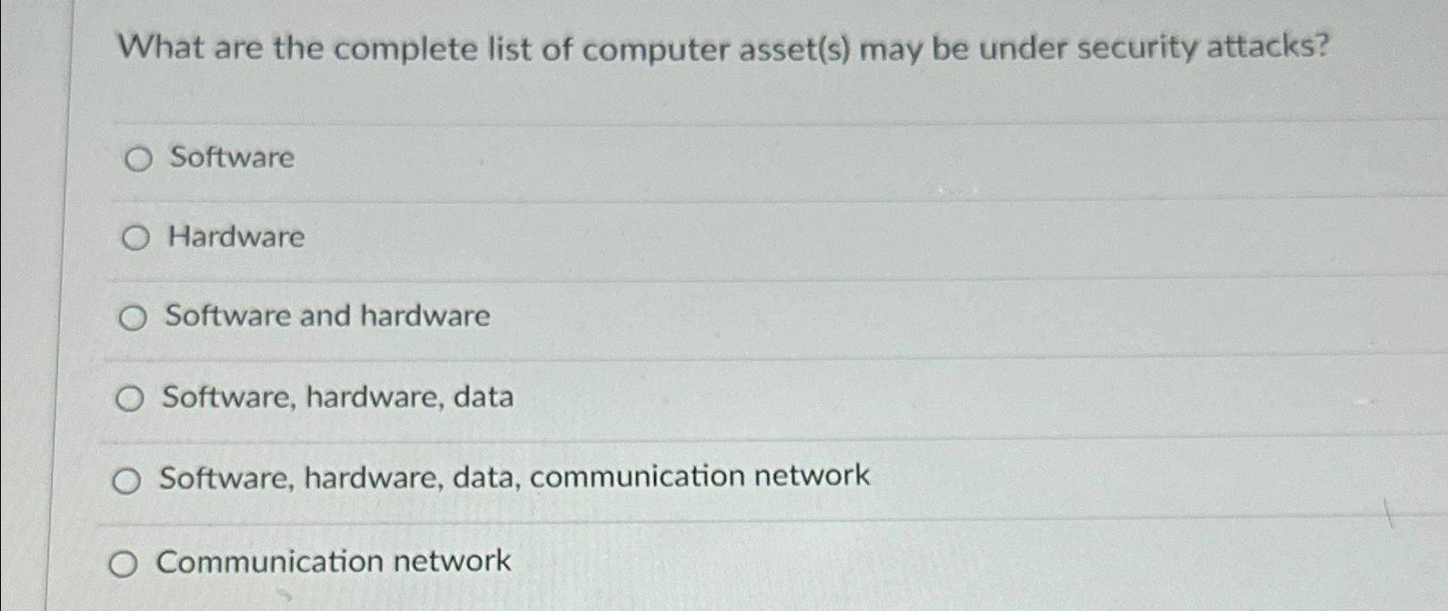 Solved What are the complete list of computer asset(s) ﻿may | Chegg.com