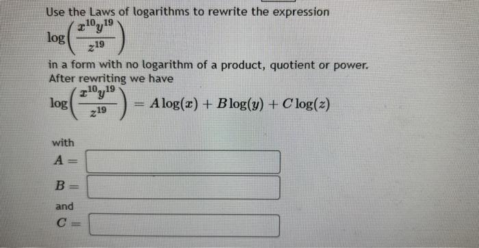 Solved Use the Laws of logarithms to rewrite the expression | Chegg.com