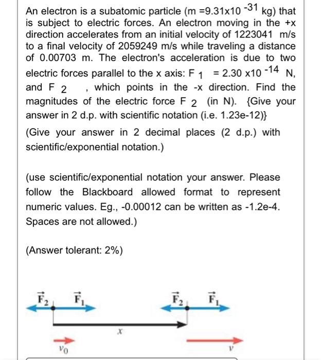 An electron is a subatomic particle (m=9.31×10−31 kg) | Chegg.com