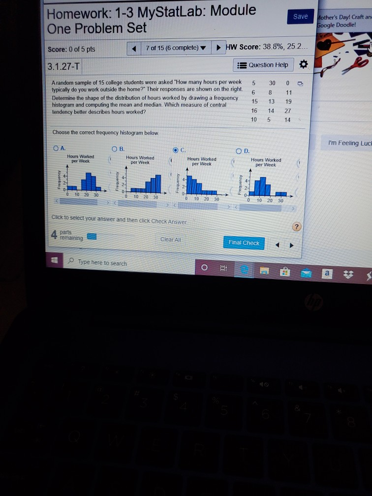 Solved Save Homework: 1-3 MyStatLab: Module One Problem Set | Chegg.com