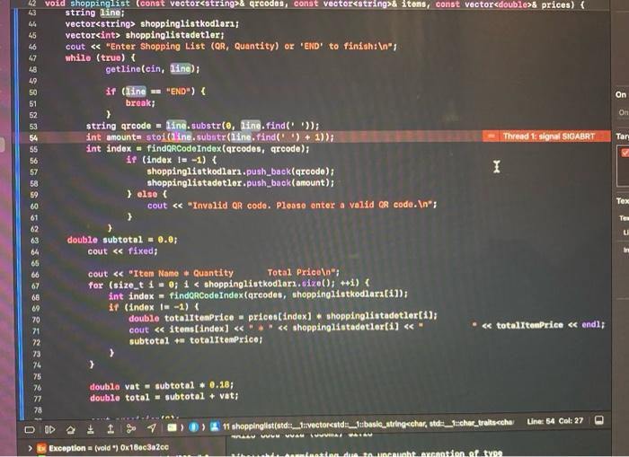 Solved void marketdatabase (vectorf string arcode; int | Chegg.com