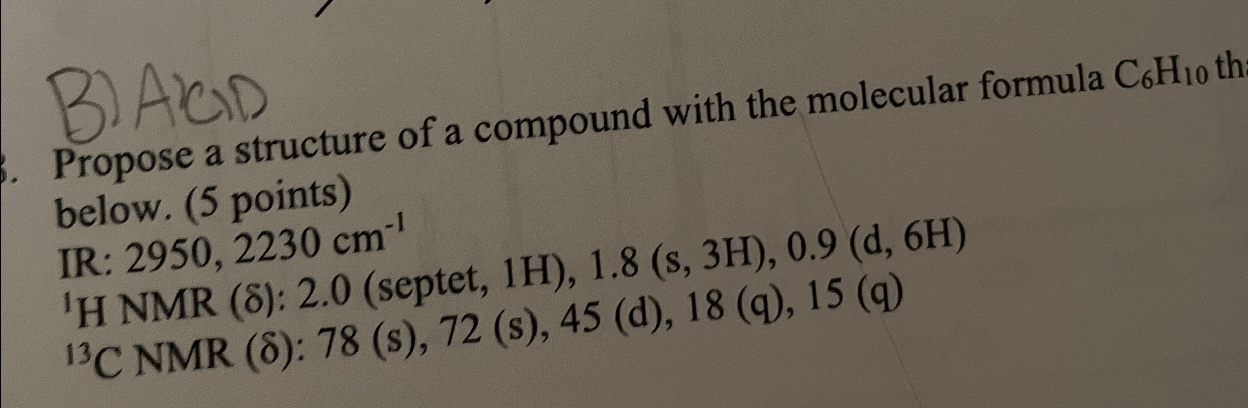 Solved Propose a structure of a compound with the molecular | Chegg.com