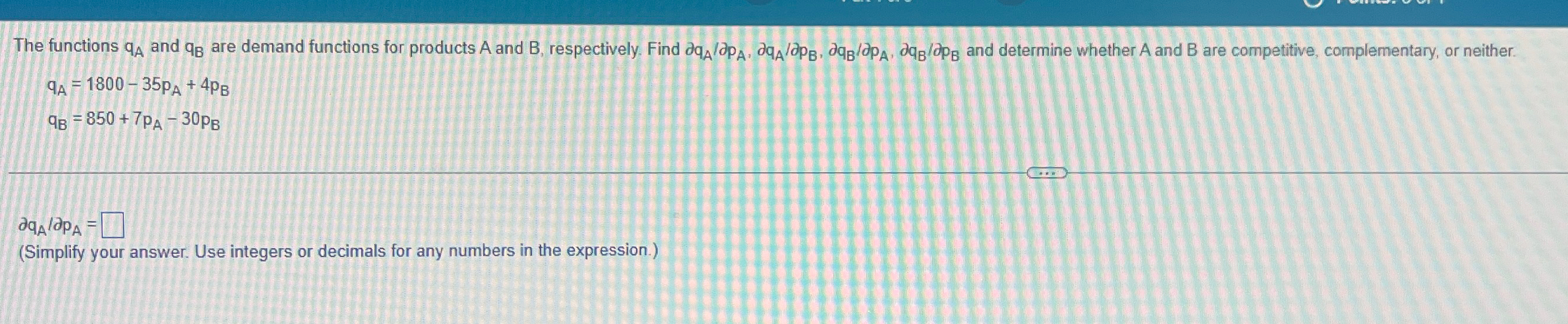 Solved The functions qA ﻿and qB ﻿are demand functions for | Chegg.com