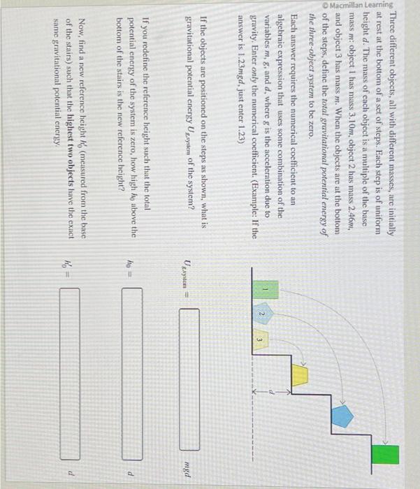 Solved Three different objects, all with different masses, | Chegg.com