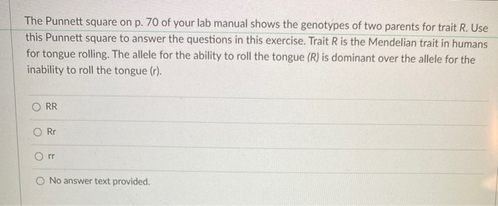 The Punnett square on p. 70 of your lab manual shows | Chegg.com