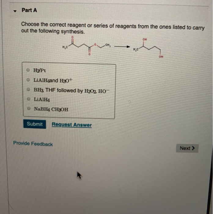 Solved Part A Choose the correct reagent or series of | Chegg.com