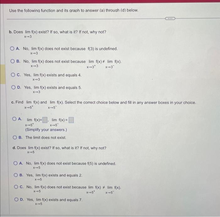 Solved Use the following function and its graph to answer | Chegg.com