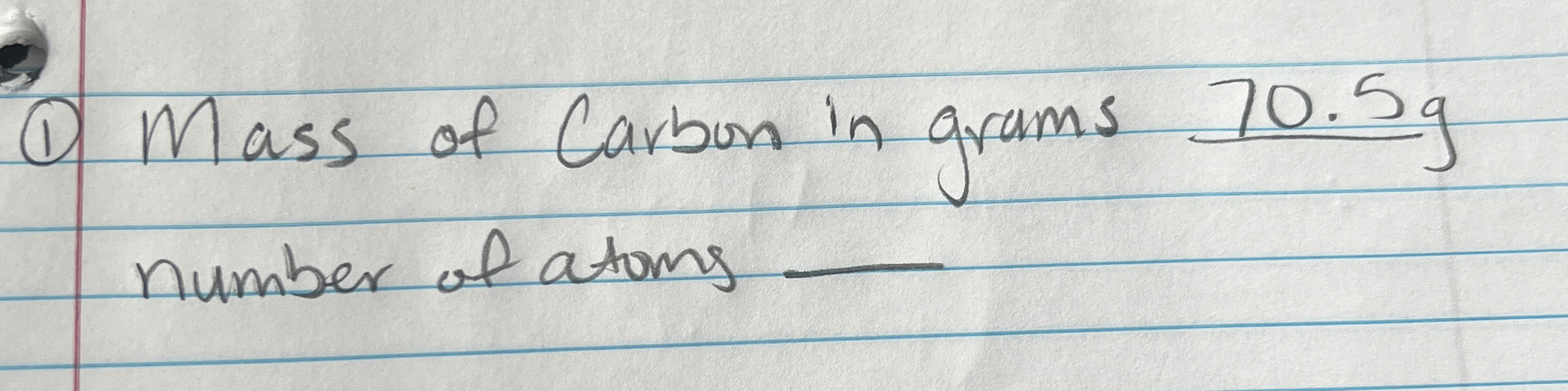 Solved (1) ﻿Mass of Carbon in grams 70.5 ﻿g number of atoms | Chegg.com