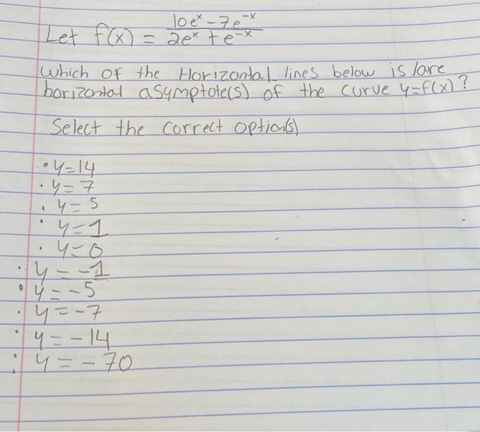 Solved lo ex- 7 ex Let f(x) = 2ex tex which of the | Chegg.com