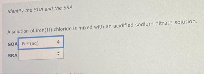 Solved Identify The Soa And The Sra A Solution Of Iron Ii 
