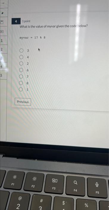 Solved 4 ipoint What is the value of myvar given the code | Chegg.com
