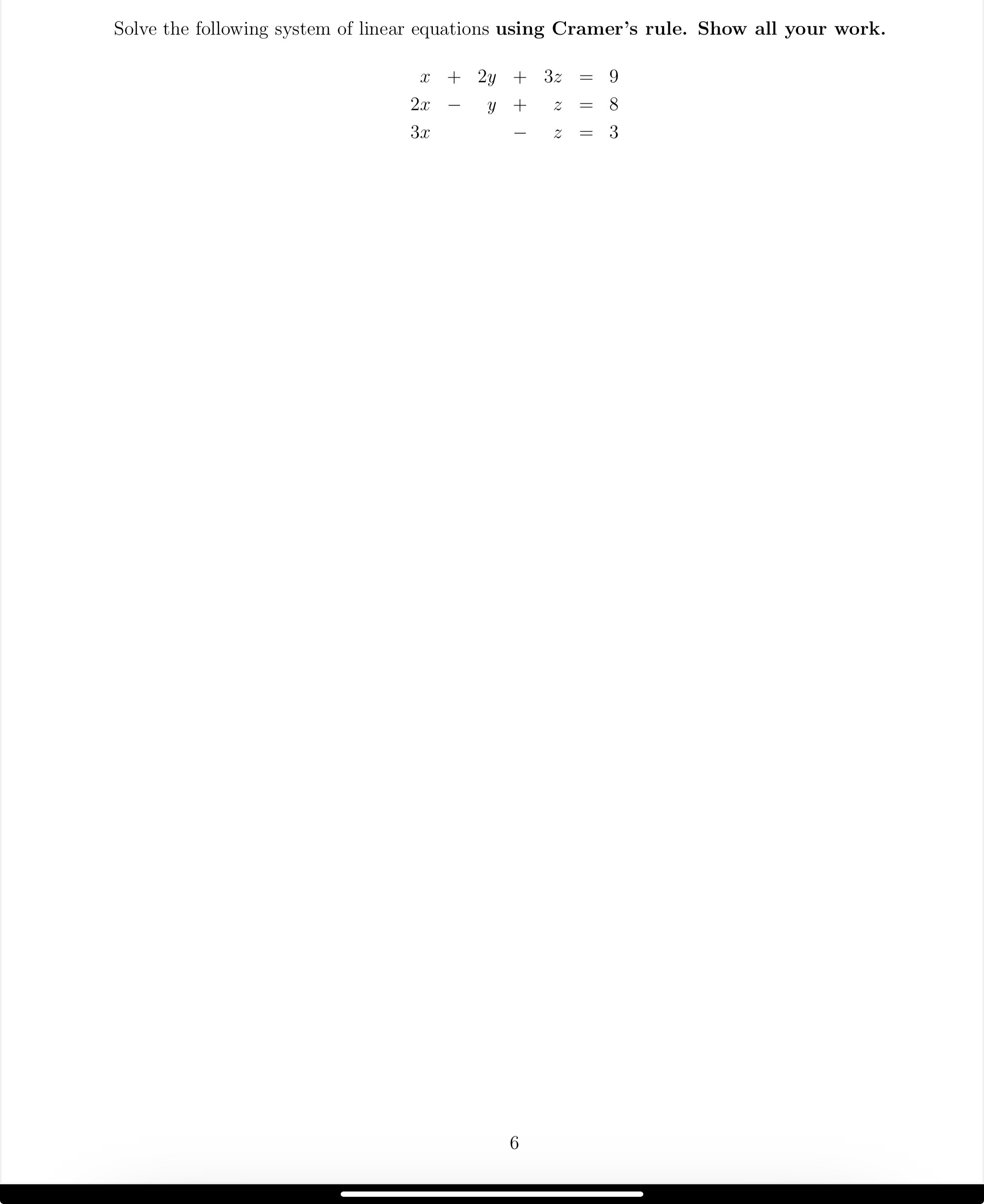 Solved Solve the following system of linear equations using | Chegg.com