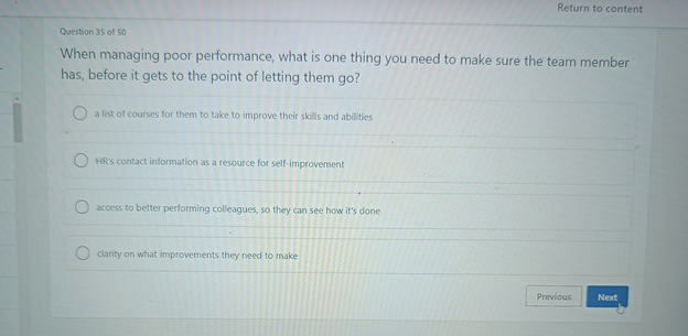Solved Return to contentQuestion 35 ﻿of 50When managing poor | Chegg.com