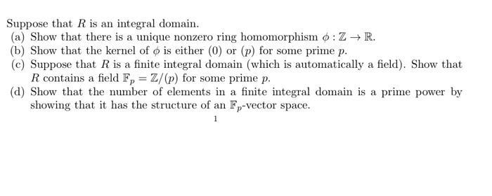 Solved Suppose that R is an integral domain. (a) Show that | Chegg.com