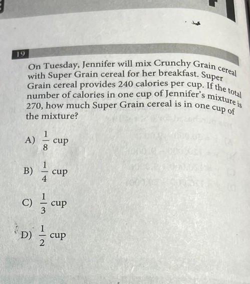 Solved On Tuesday, Jennifer will mix Crunchy Grain cereal | Chegg.com