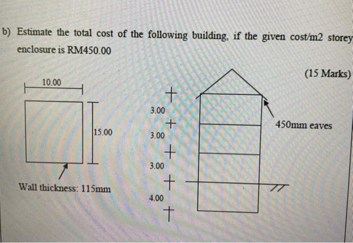 Solved b) Estimate the total cost of the following building, | Chegg.com