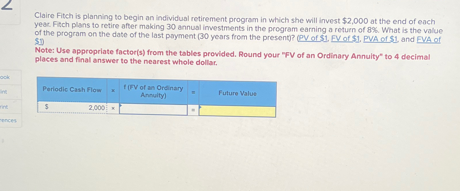 Solved Claire Fitch is planning to begin an individual | Chegg.com