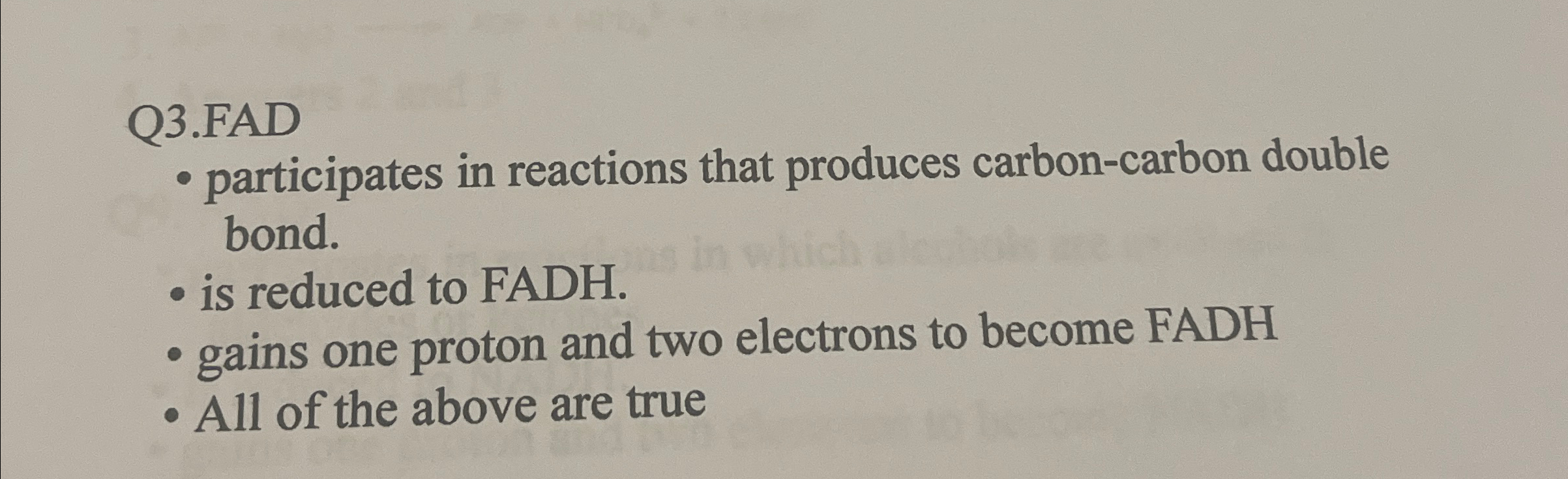 Solved Q3.FAD-participates in reactions that produces | Chegg.com