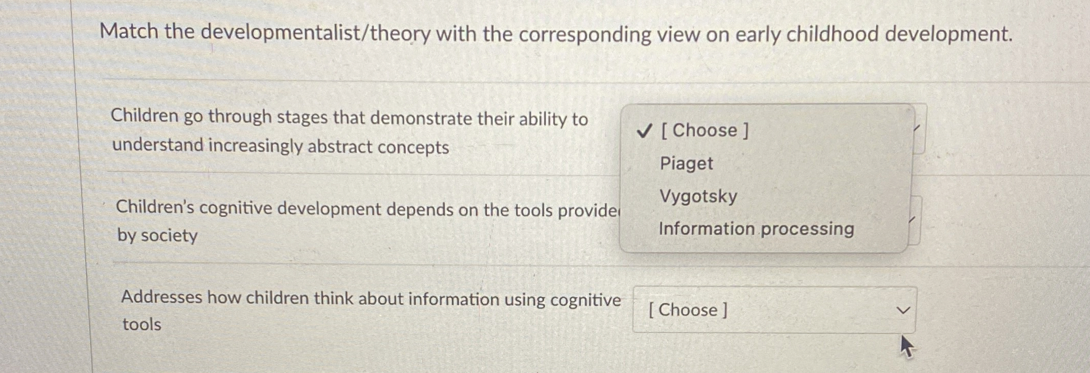 Solved Match the developmentalist/theory with the | Chegg.com