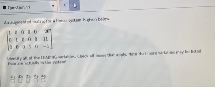 Solved An augmented matrix for a linear system is given | Chegg.com