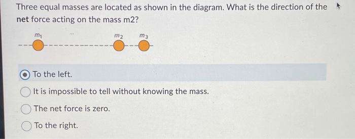 Solved Three equal masses are located as shown in the | Chegg.com