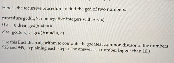 Solved Here is the recursive procedure to find the god of | Chegg.com