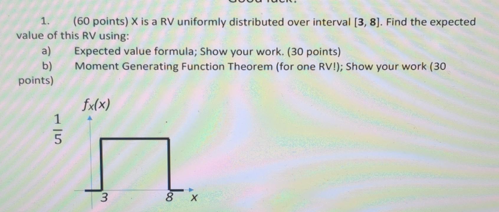 1. (60 points) X is a RV uniformly distributed over | Chegg.com