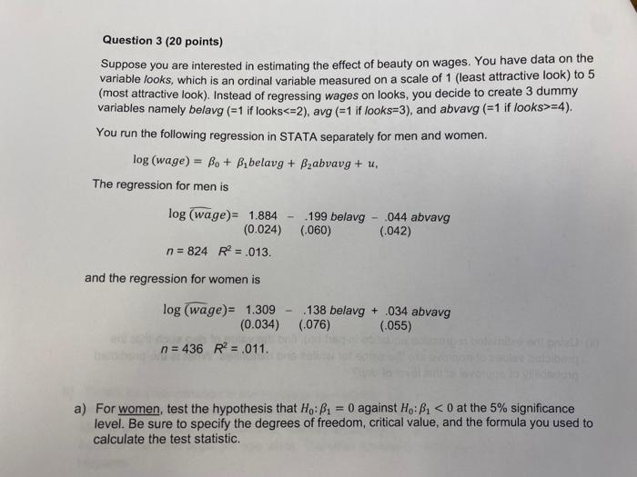 Solved Question 3 ( 20 points) Suppose you are interested in | Chegg.com