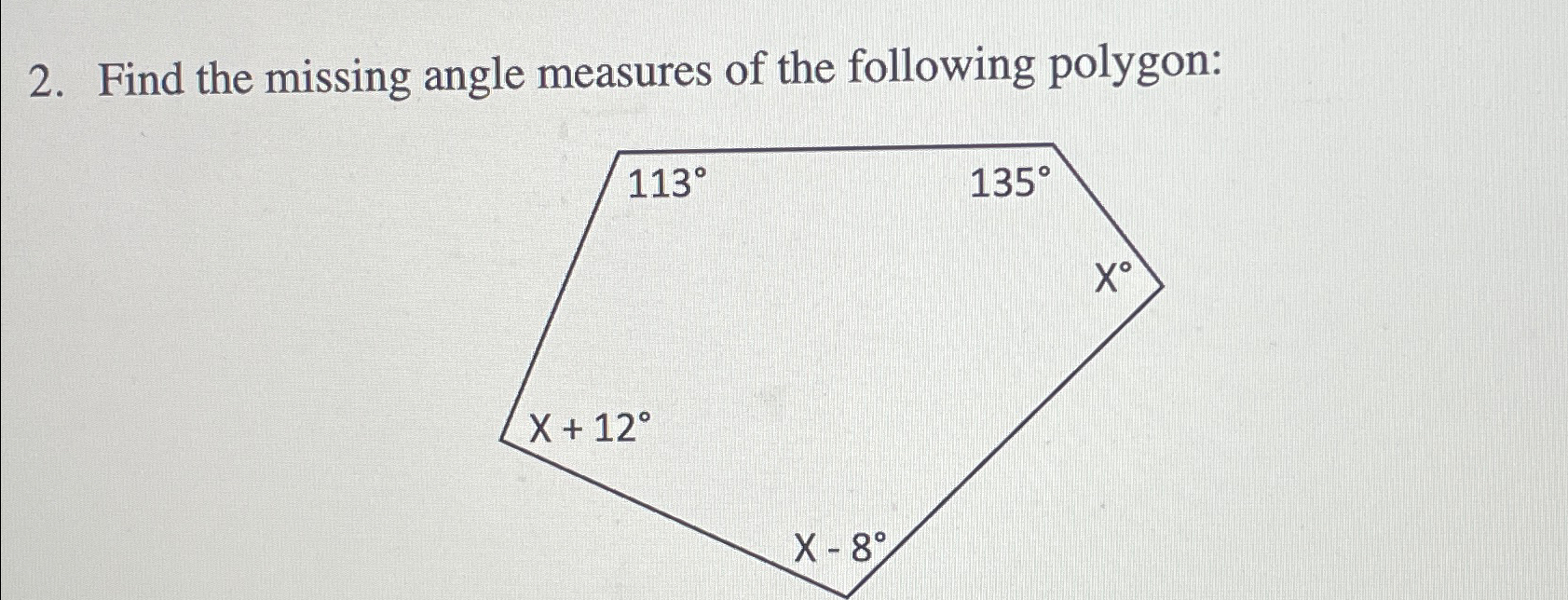 Solved Find the missing angle measures of the following | Chegg.com