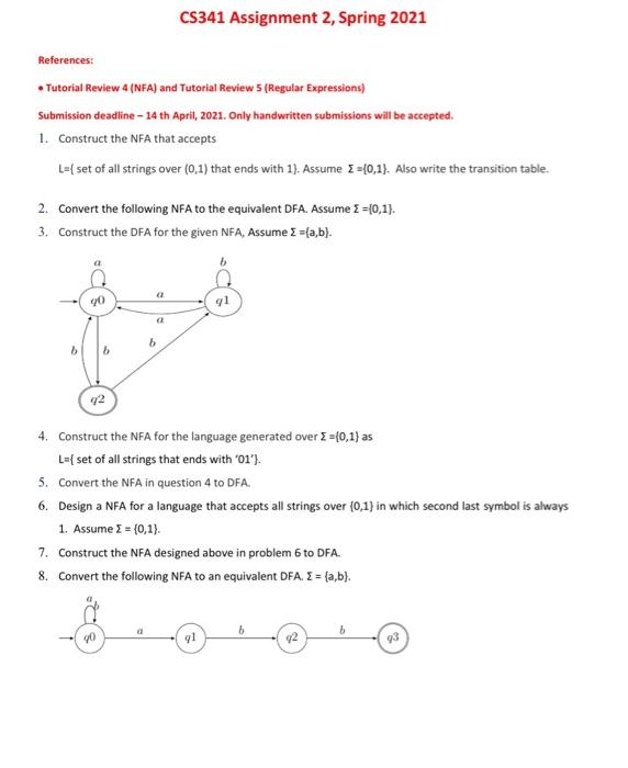 Solved CS341 Assignment 2, Spring 2021 References: Tutorial | Chegg.com