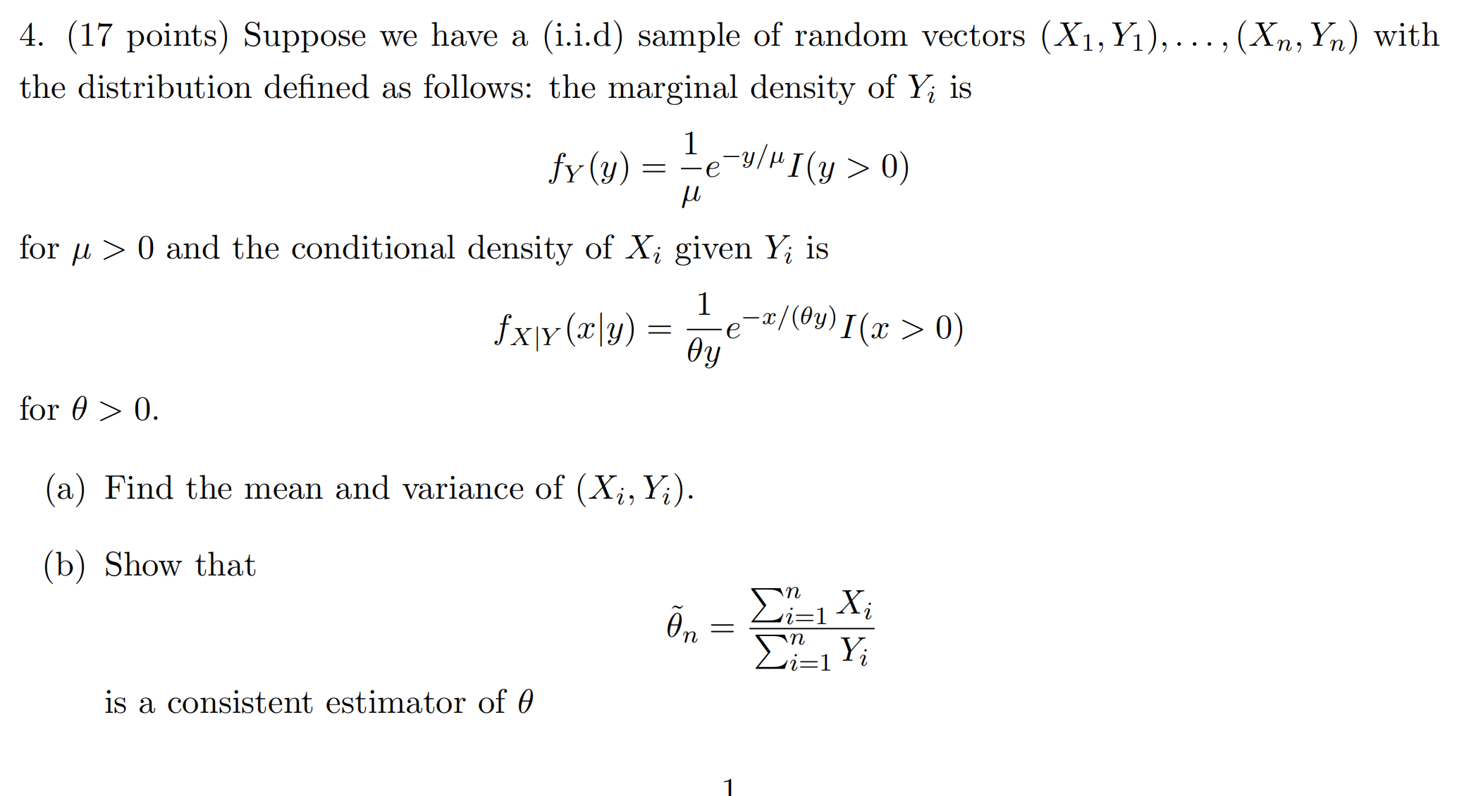 Solved (17 ﻿points) ﻿Suppose we have a (i.i.d) ﻿sample of | Chegg.com