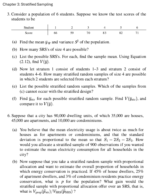 Solved Chapter 3: Stratified SamplingConsider a population | Chegg.com