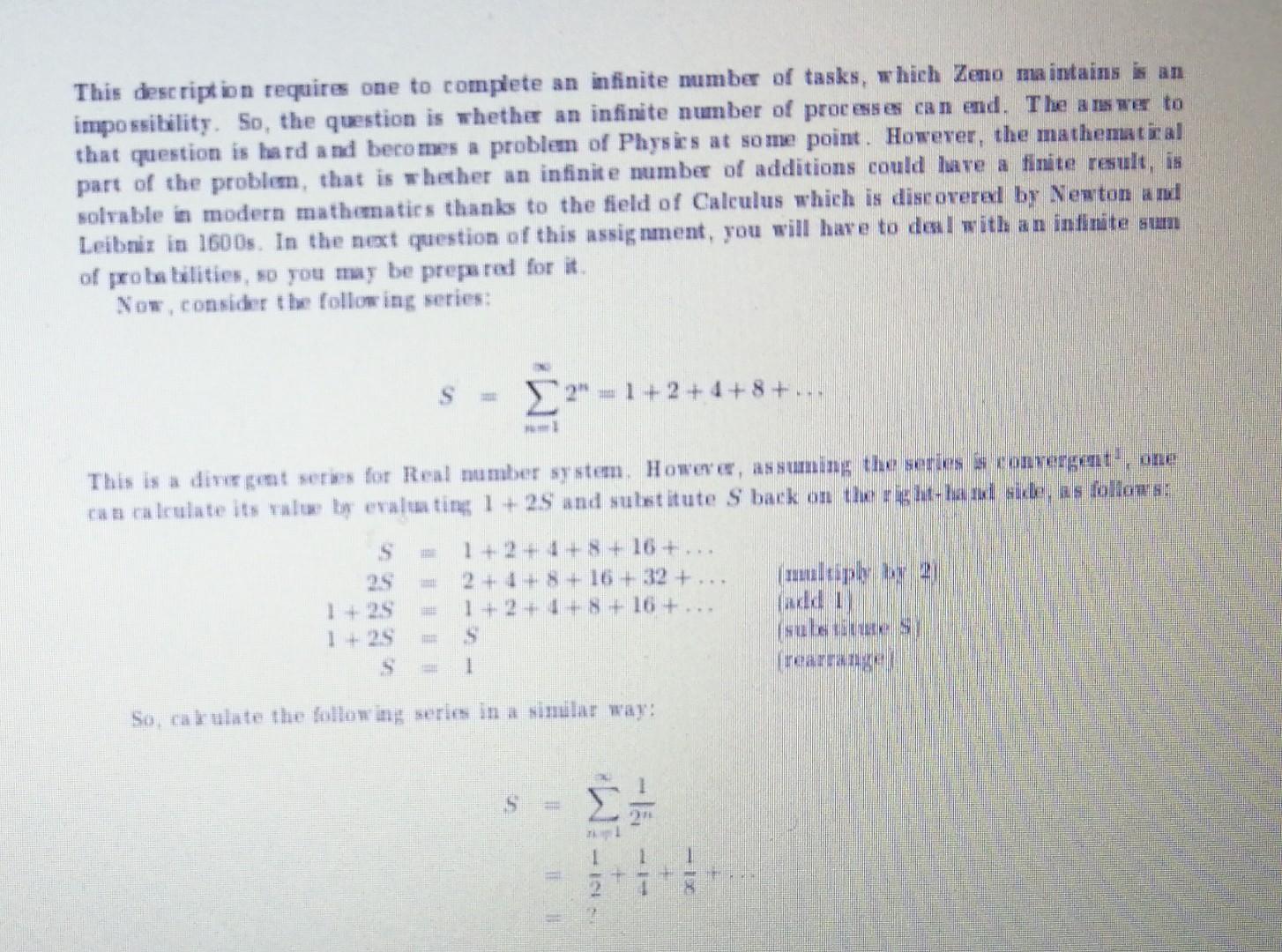 Solved Problem 2: Zeno's Paradox (Math Exercise) 10% points | Chegg.com