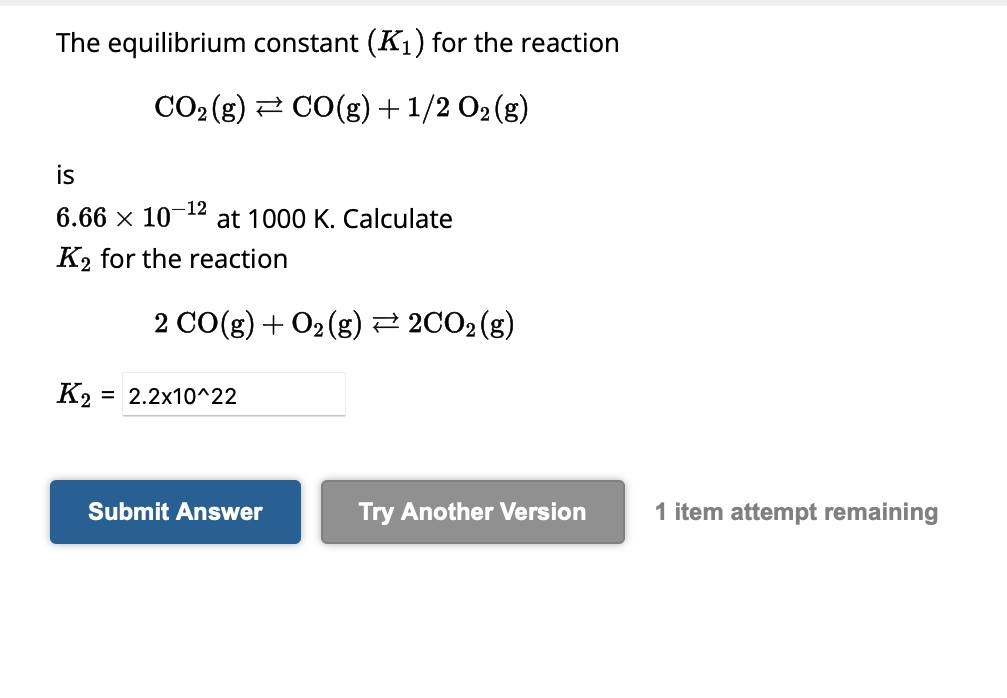 Solved The equilibrium constant (K1) ﻿for the | Chegg.com