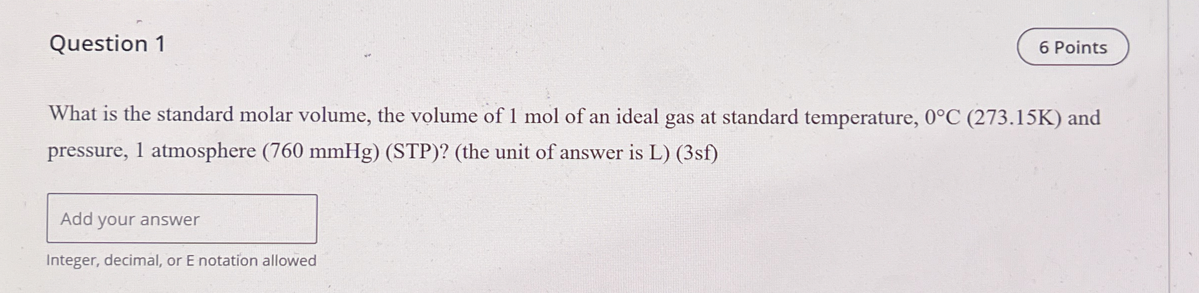 Solved Question 16 ﻿PointsWhat is the standard molar volume, | Chegg.com