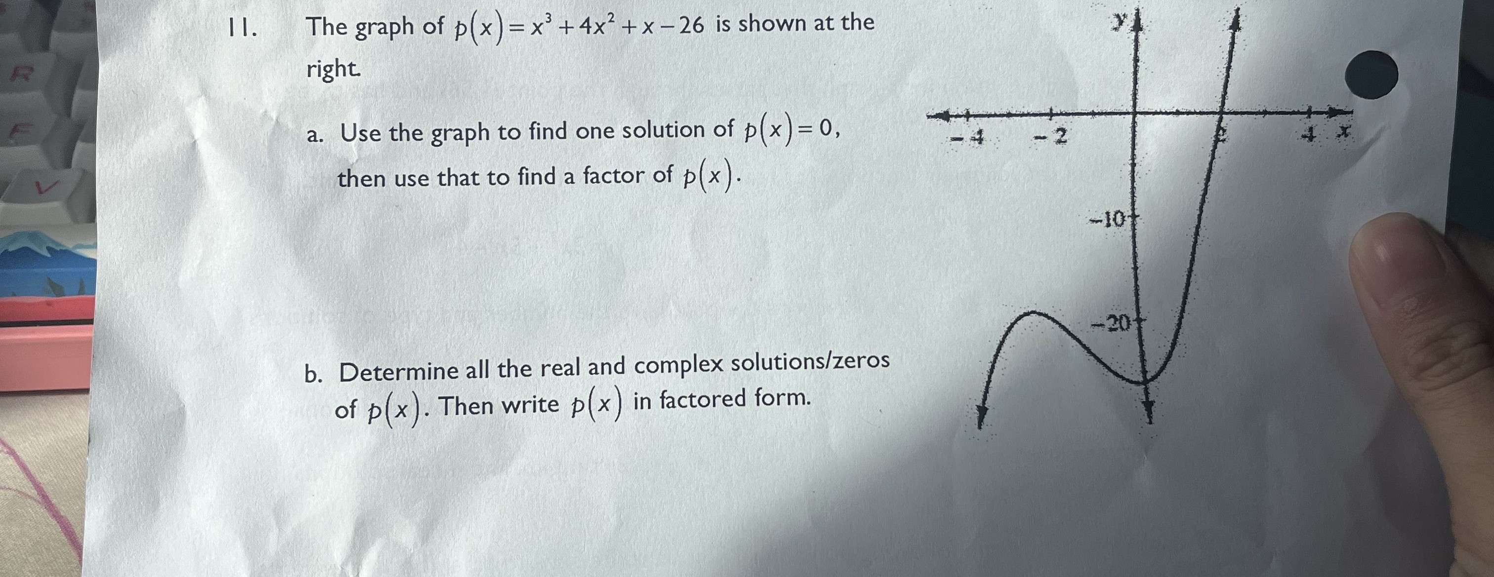 Solved The graph of p(x)=x3+4x2+x-26 ﻿is shown at the | Chegg.com