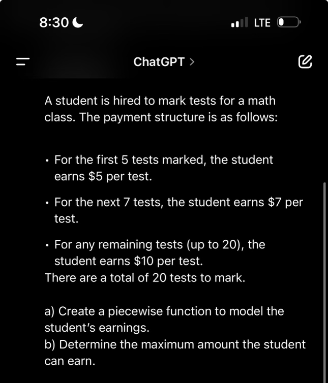 Solved ChatGPT >A student is hired to mark tests for a | Chegg.com