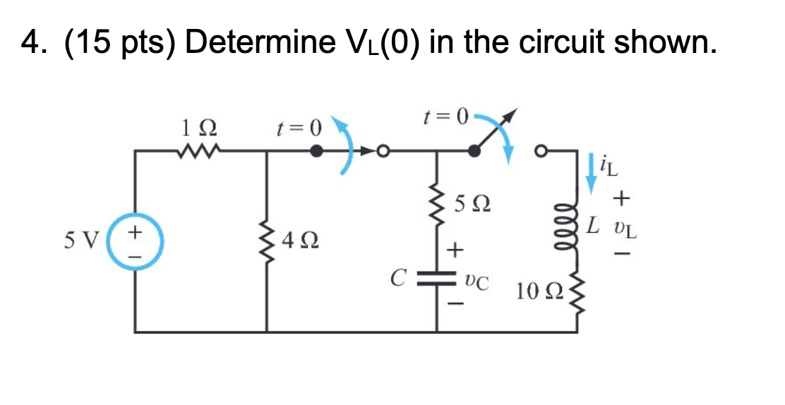 Solved (15 ﻿pts) ﻿Determine VL(0) ﻿in the circuit shown. | Chegg.com