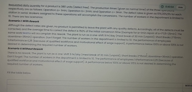 Solved Requested daily quantity for a product is 380 ﻿units | Chegg.com