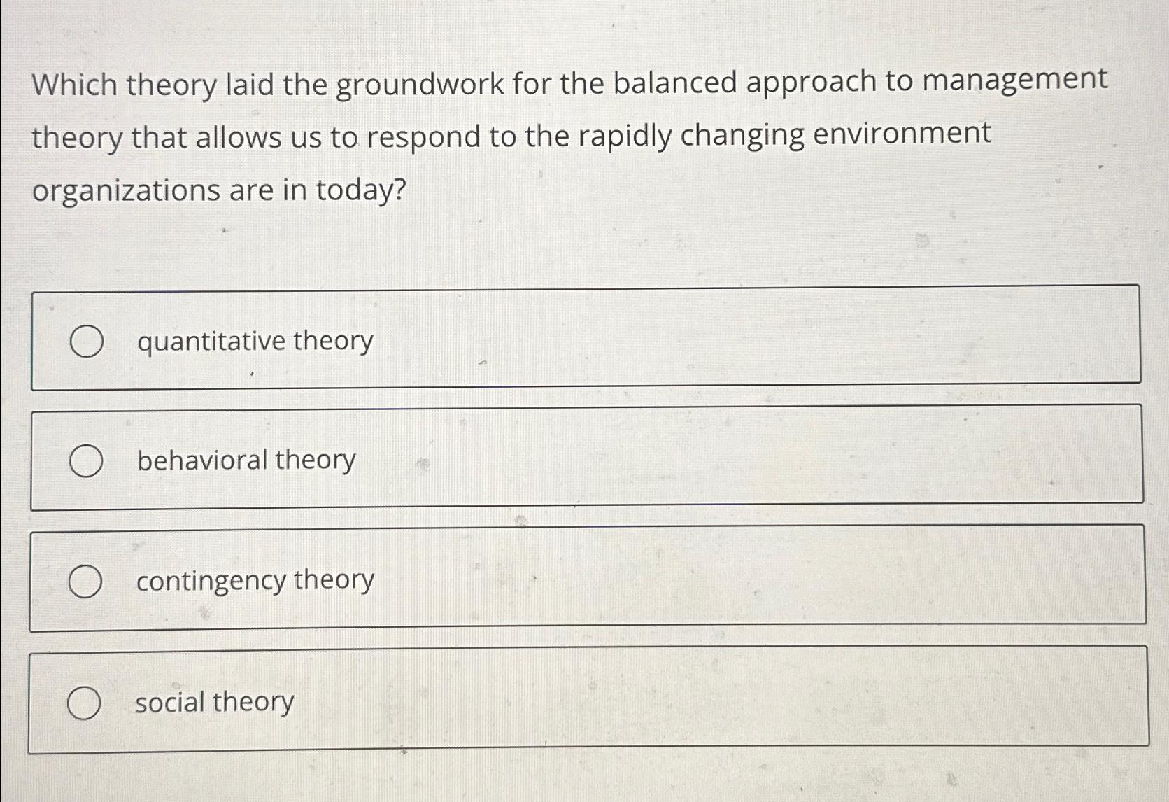 Solved Which theory laid the groundwork for the balanced | Chegg.com