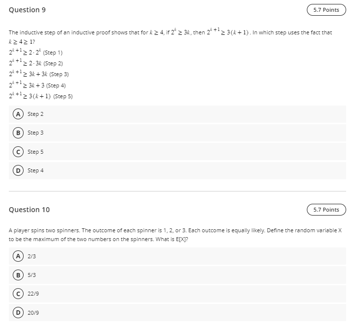 Solved by an EXPERT Question 9The inductive step of an ﻿inductive proof | Chegg.com