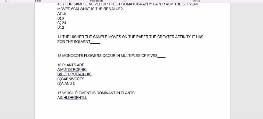 Solved Font Paragraph Styles 13.YOUR SAMPLE MOVED UP THE | Chegg.com
