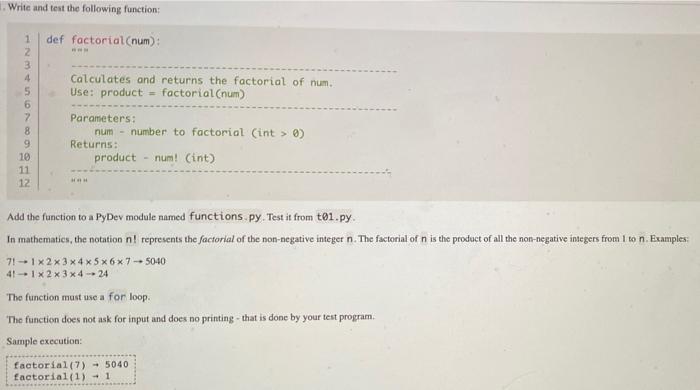 Solved 1. Write and test the following function 1 def | Chegg.com