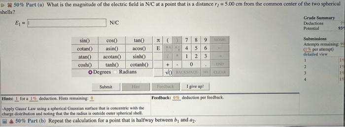 Solved (8\%) Problem 10: A non-conducting spherical shell | Chegg.com