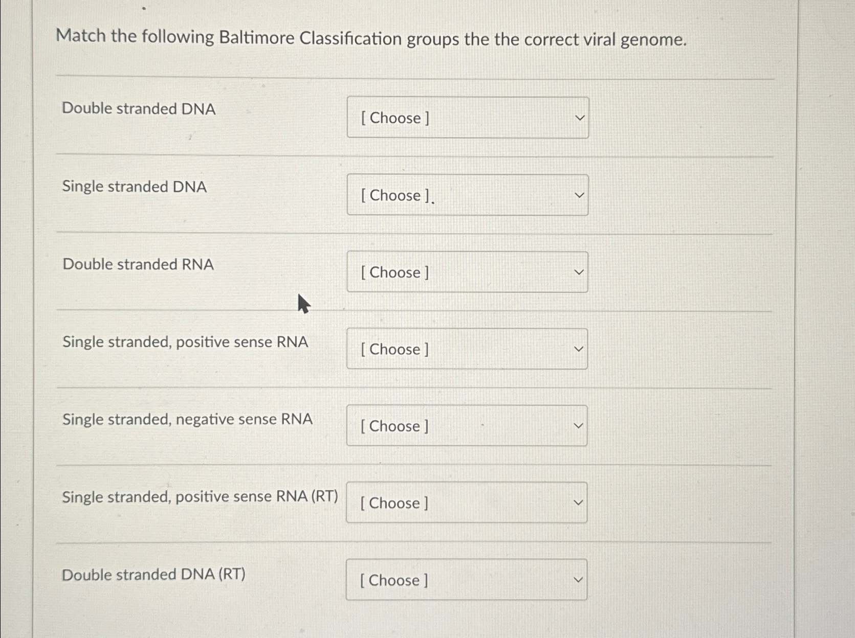 Solved Match the following Baltimore Classification groups | Chegg.com