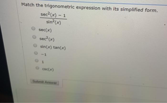 Solved Match the trigonometric expression with its | Chegg.com