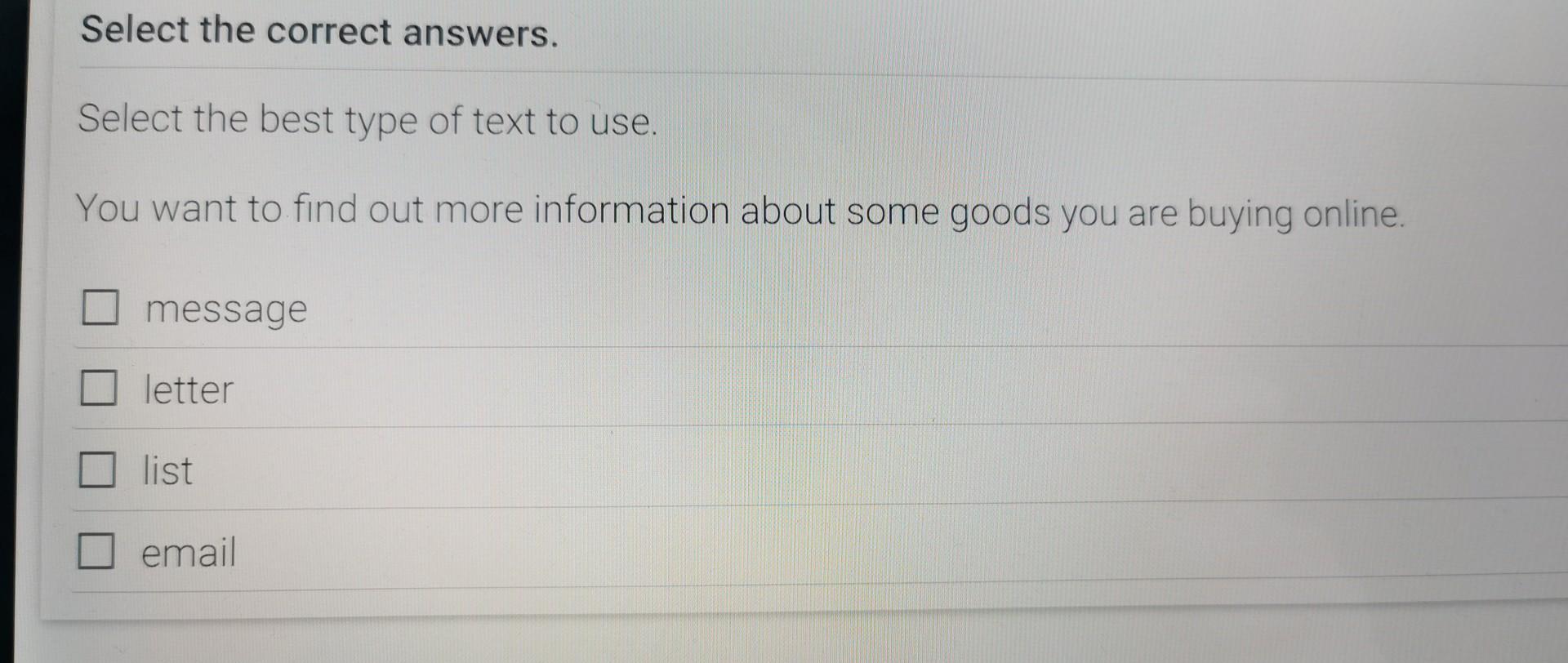Select the correct answers. Select the best type of | Chegg.com